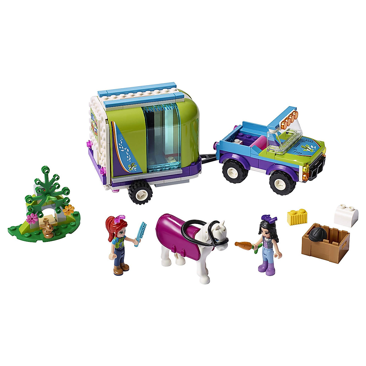 LEGO Friends Mia's Horse Trailer 41371 Building Kit with Mia and Emma Mini Dolls Includes Toy Truck, Horse, and Rabbit for Creative Play (216 Pieces)