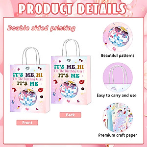 SNABETNA Music Birthday Party Paper Bags Decorations,16pcs Goodies Bags,Double Sided Birthday Paper Bags With 4 Styles, Music Theme Birthday Party Favors