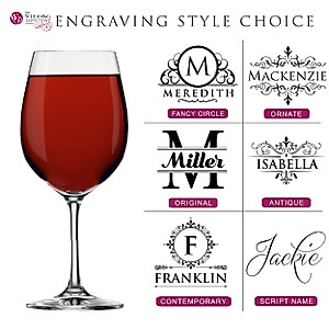The Wedding Party Store, Personalized 16oz Wine Glass with Stem - Custom Engraved with Any Name and Initial