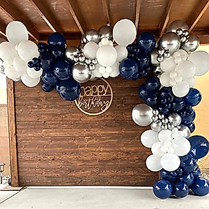 Navy Blue Silver Balloon Garland Arch Kit 150pcs Navy Blue Silver White Balloons for Graduation Birthday Baby Shower Baseball Football Theme Party