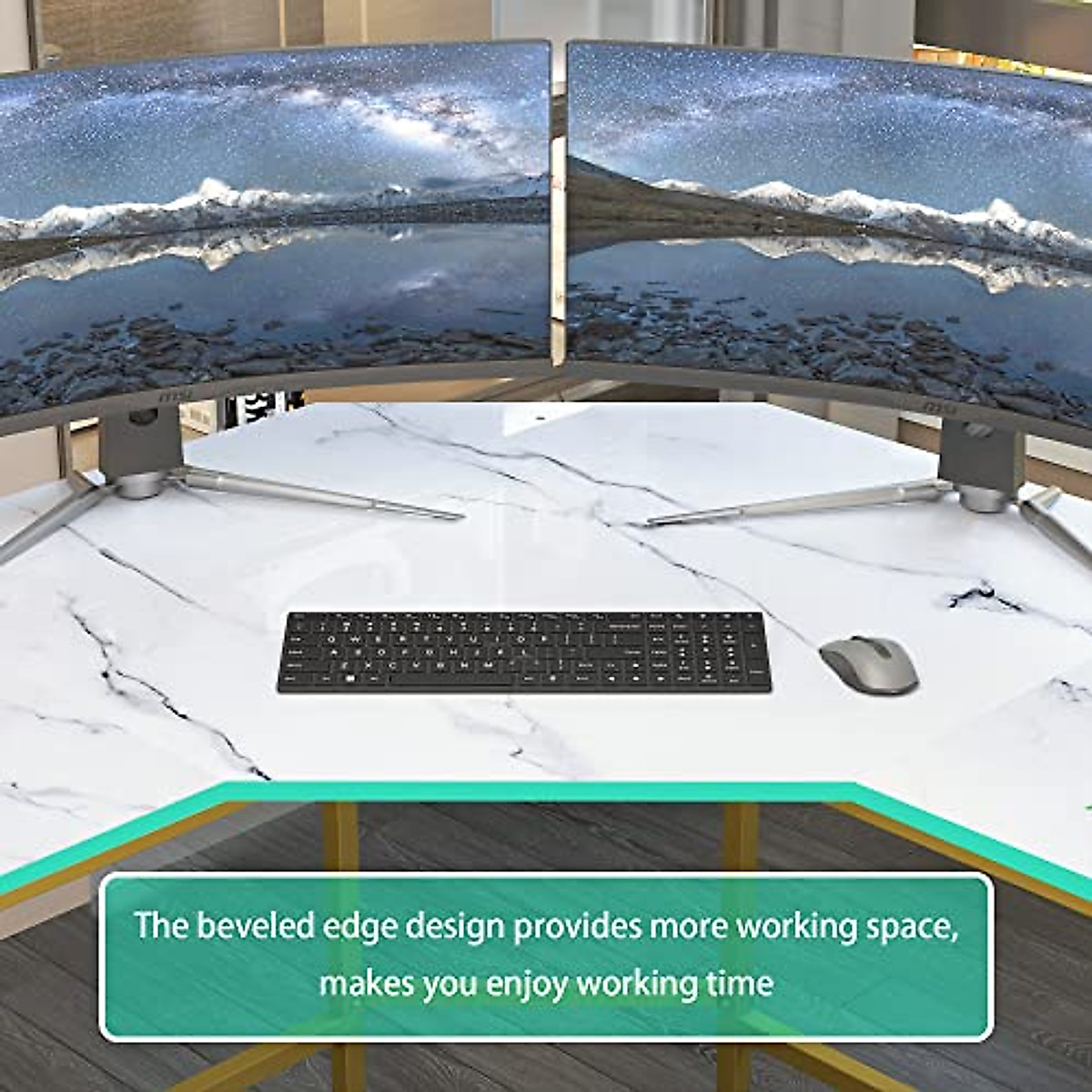 Elephance Large L-Shaped Computer Desk with Shelves, Corner Desk, Home Office Writing Workstation, Gaming Desk PC Latop Table with Storage