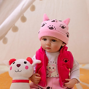 DAYOFF KIDS Realistic Reborn Baby Dolls,18 Inch Lifelike Newborn Baby Doll Real Life Baby Dolls Soft Weighted Reborn Doll Christmas or Birthday Gift Toys for 3+ Years (Girl)