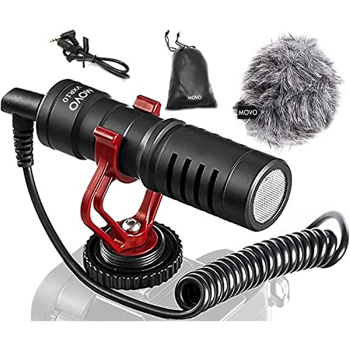 Movo VXR10 Universal Video Microphone with Shock Mount, Deadcat Windscreen, Case for iPhone, Android Smartphones, Canon EOS, Nikon DSLR Cameras and Camcorders - Perfect Camera Microphone, Shotgun Mic