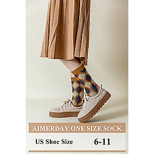 Aimerday Crew Socks for Women Ankle High Thick Knit Soft Cotton Womens Everyday Casual Socks Comfort Toe Gifts for Women