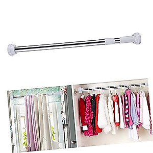 Garneck 2pcs Spring Tension Rod Retractable Tension Rod Stainless Steel Curtain Rod Coat Hanger Pole Wall Curtain Rod Retractable Clothes Line Curtain Rod Brackets Clothing Hanging Rod