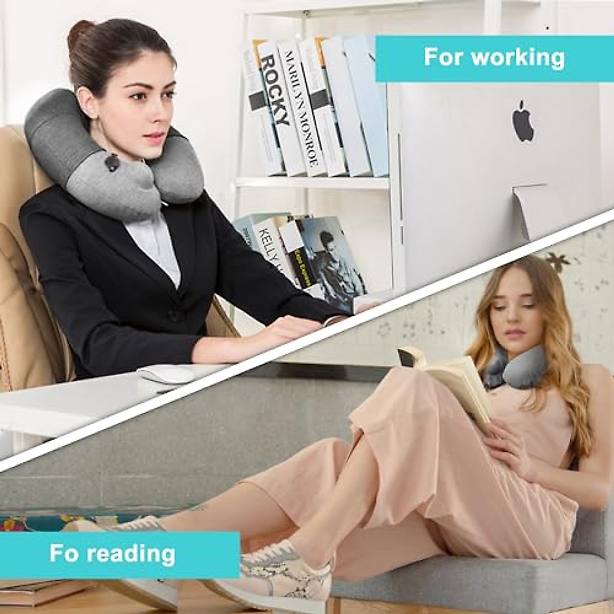 Travelicons Inflatable Travel Pillow,Neck Pillow for Traveling,Airplane Travel Pillw Improved Support Design for Car Sleeping
