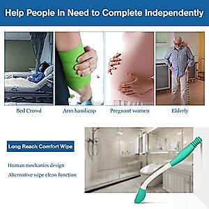Long Reach Comfort Wipe Toilet Aids Tools, Bottom Wiper, Extends Your Reach Over 15" Grips Toilet Paper or Pre-Moistened Wipes