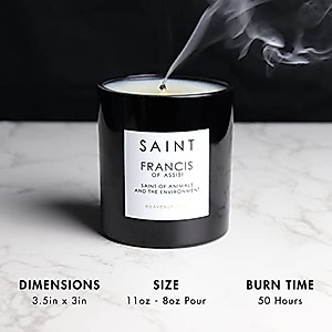 SAINT Francis of Assisi Scented Candle with Prayer, Prayer Coin, and Holy Oil, Saint of Animals, Soy Coconut Aromatherapy Candle with 50 Hour Burn Time