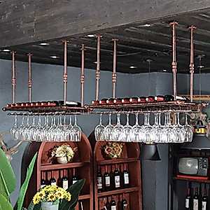 Ceiling Stemware Rack, Adjustable Hanging Wine Bottle Holder, Wine Glass Holder, Upside Down Goblet Racks, Restaurants Kitchens Bar Wine Storage Display Shelf, Bronze (Size : 80×35