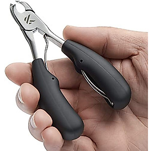 Toe Nail Clippers for Thick Nails – KLIPP Toenail Clippers Ingrown and Cuticle Nipper Trimmer Made of Rustproof Stainless Steel with Short Curved Blades, Ergonomic TPU Grips and Dual Spring Mechanism