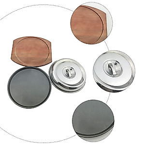 Operitacx 1 Set Western Food Cover Korean Barbecue Dish Sizzling Steak Plate Korean BBQ Grill Pan Metal Steak Plates Pan with Lid Japanese Steak Plate Stove Grill Delicatessen Wood Round