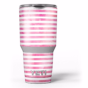Design Skinz The Grungy Pink Watercolor with Horizontal Lines - Skin Decal Vinyl Wrap Kit Compatible with The Yeti Rambler Cooler Tumbler Cups