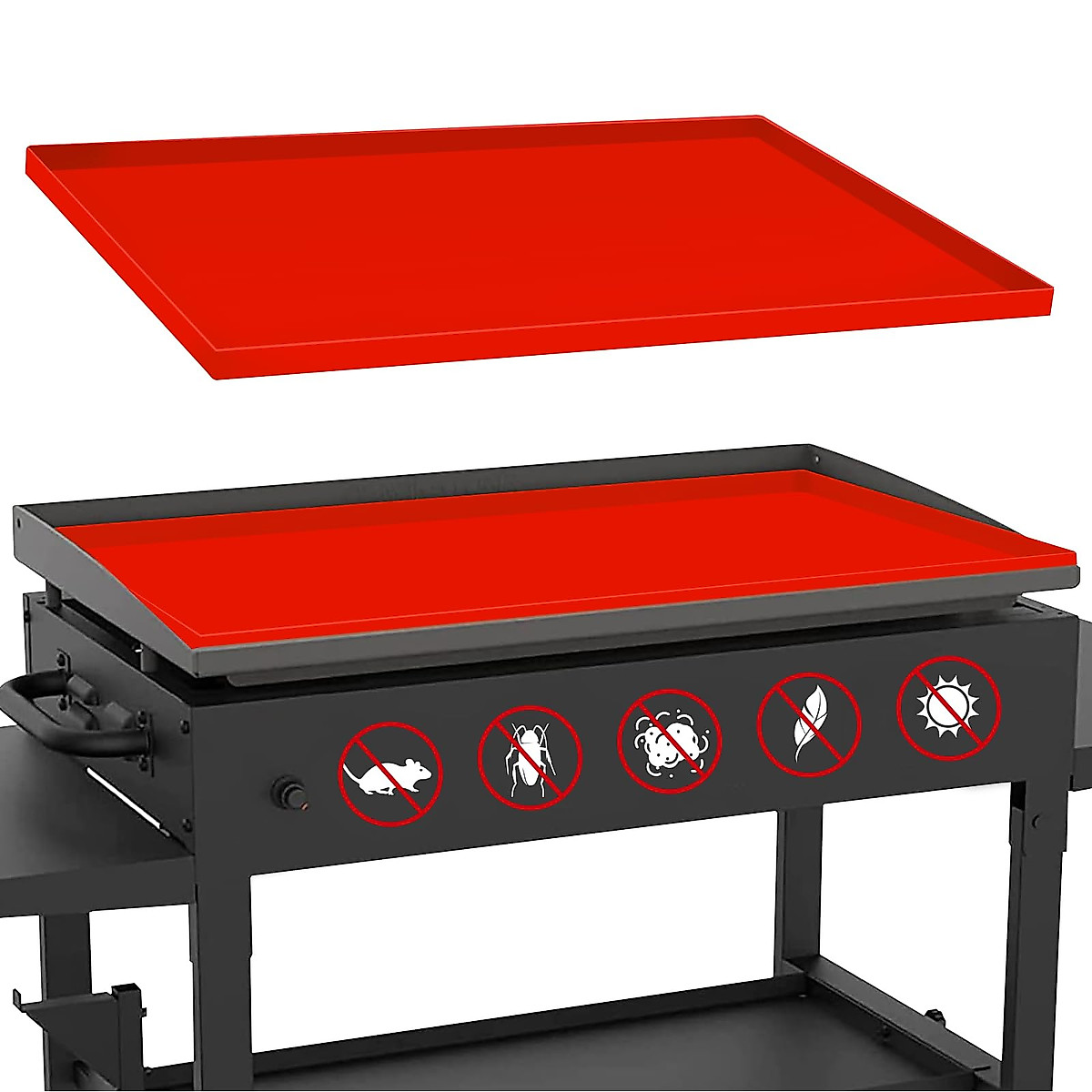 28" Silicone Griddle Mat, Heavy Duty Food Grade Silicone Grill Mats Covers for Blackston 28 Inch, Protect Griddle from Insects, Debris, and Rust（Red）