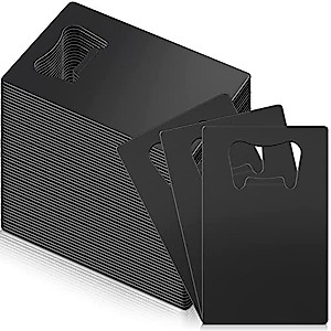 Newtay 60 Pcs Credit Card Bottle Opener Groomsmen Bridesmaid Wallet Bottle Opener Beer Wine Stainless Steel Bottle Opener for Wallet Pocket Party Wedding Favor, Black
