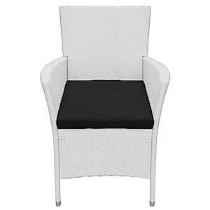 vidaXL Patio Dining Set 9 Piece, Dining Table Set with Glass Tabletop, Rattan Chairs with Cushions and Steel Legs, Outdoor Furniture Set, Cream White