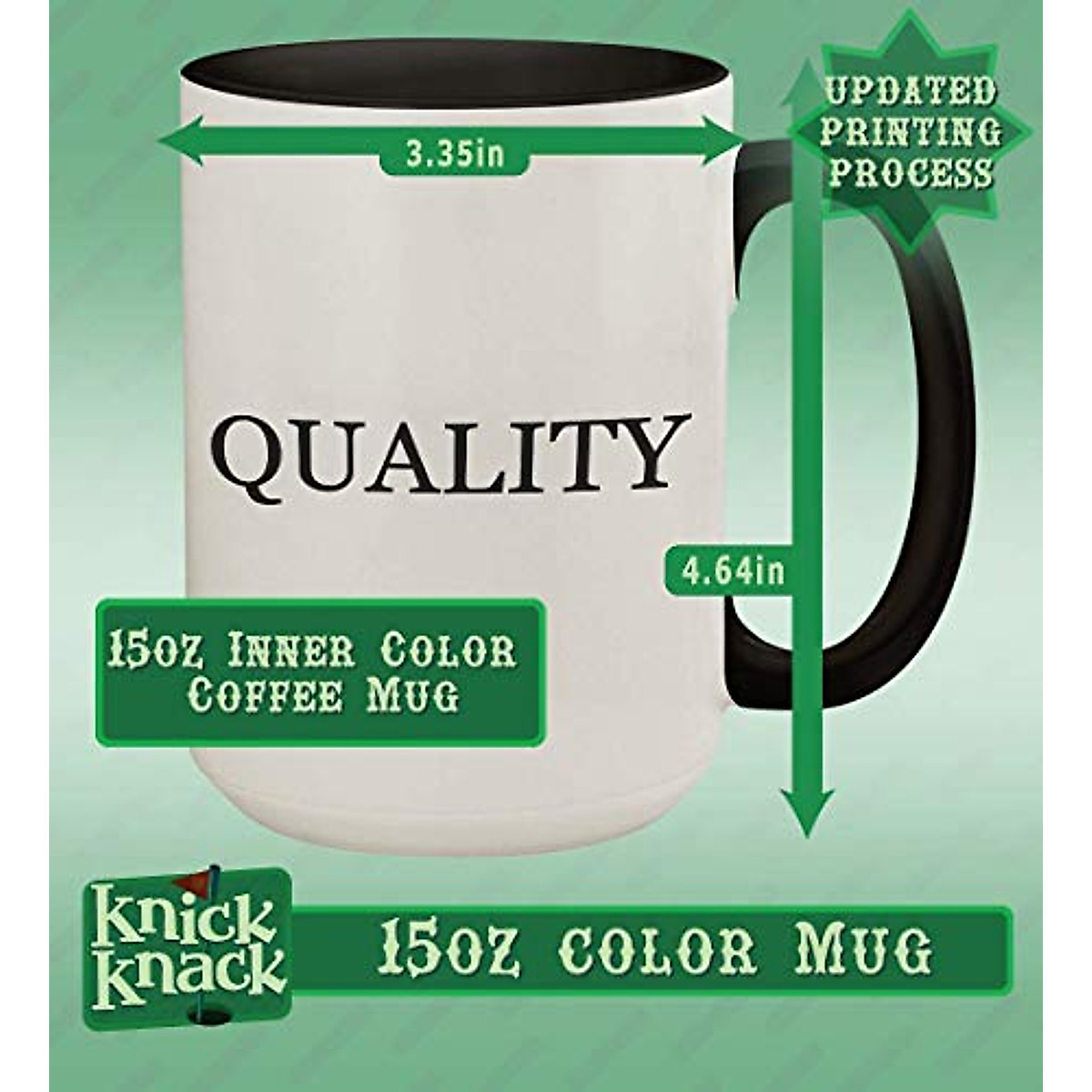 Knick Knack Gifts got dispensaries? - 15oz Ceramic Colored Handle and Inside Coffee Mug Cup, Black