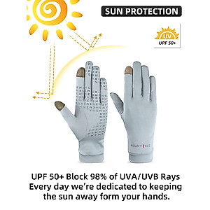 MOUNT TEC Unisex UV Protective Gloves UPF 50+ Cool Breathable Finger Tip Touch Screen Sunblock Glove for Sailing Golfing Boating Fishing Hiking Adventuring Outdoors (Grey, L)