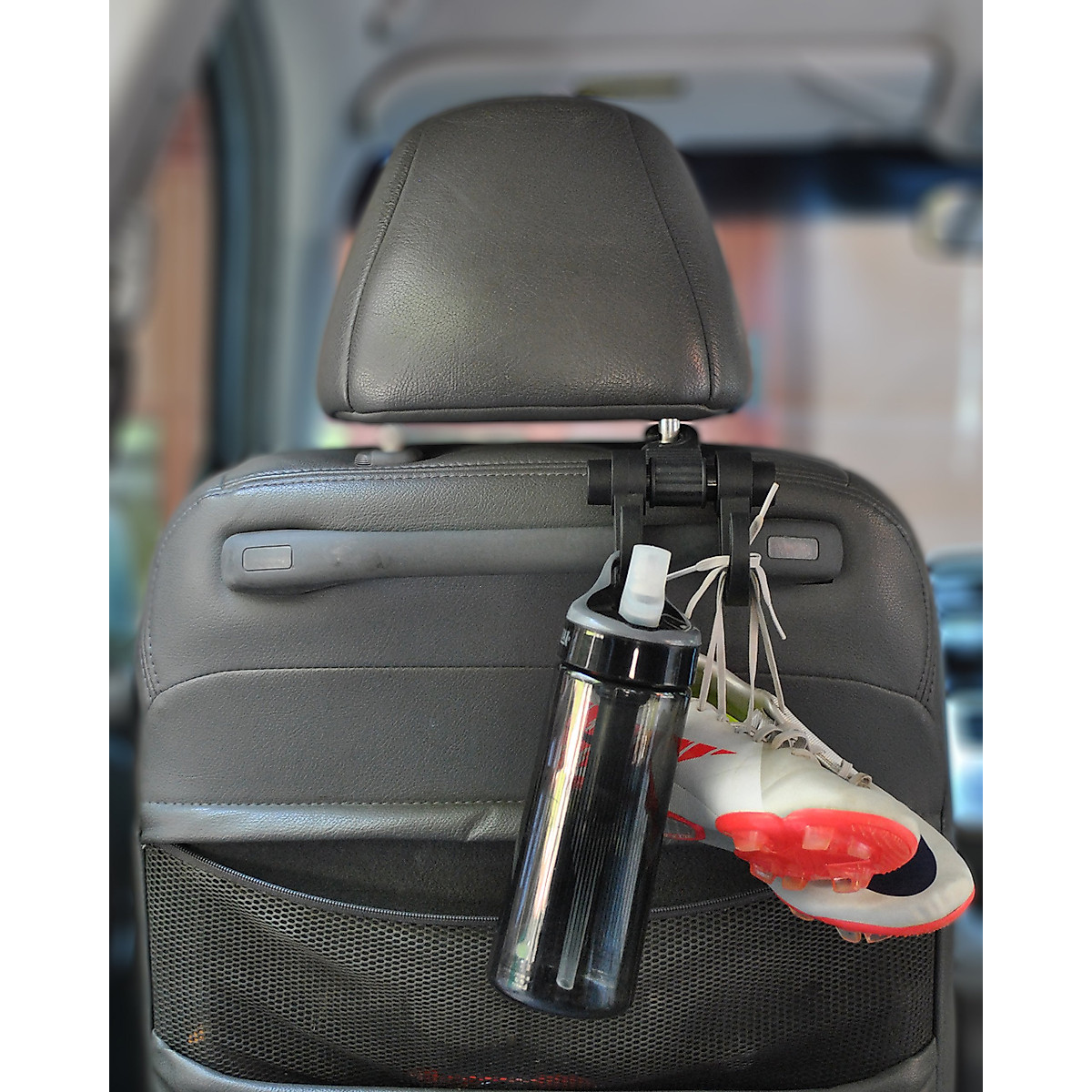 Maxsa 25526 Headrest Hanger 2 Hook Organizer for Bags, Purses and Car Storage, Black