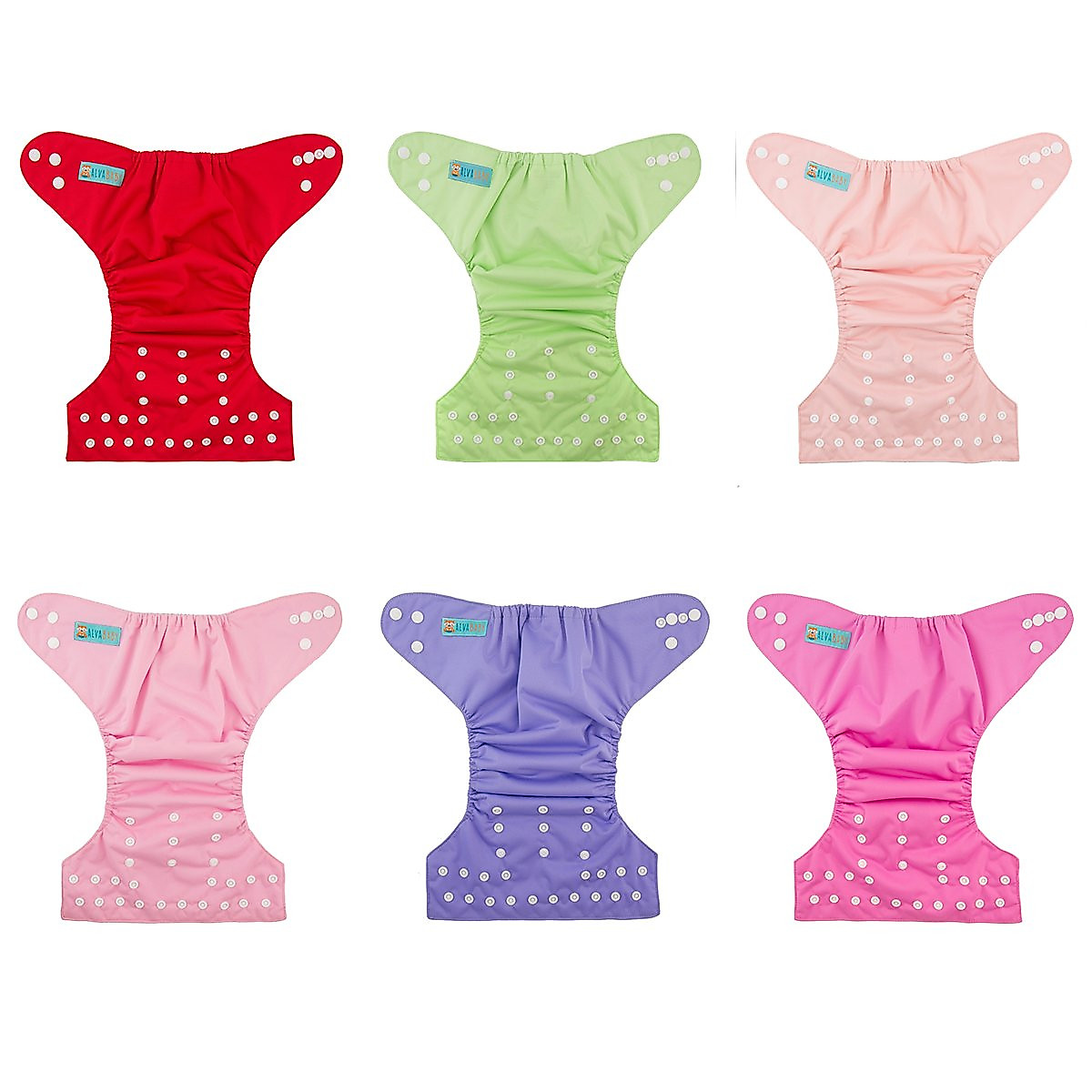 ALVABABY Baby Cloth Diaper 6 Pack with 12 Inserts One Size Cloth Diaper Covers Adjustable Washable Reusable for Baby Girls and Boys