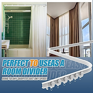 Super More 16.5 FT Bendable Curtain Track Ceiling Mounted Straight Curved Ceiling Track Set Top Side Mounting Ceiling for Installation Windows Curtain Room Divider Curtain - 5 Meter White