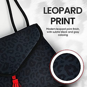 Cris Tassel Neoprene Tote Bag for Women - Crossbody Purse and Shoulder Bag - Neoprene Bag Leopard Print - Interchangeable Tassel Colors - Multipurpose Travel Purse, Beach Bag, Gym Bag, Pool Bag