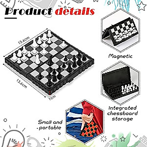 Charniol Magnetic Travel Chess Set Checkers with Portable Folding Chess Board Educational Toys for Family Board Games, 2 Pcs (Stylish Style)