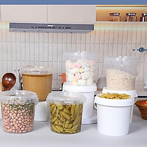 ASEVAT Clear Plastic Bucket with Lids and Handles, Reusable Food Storage Containers, Rum Buckets for Drinks for Snacks Deli Food Fruit, Cocktail, Leak Proof Bucket (White, 1 Quart)