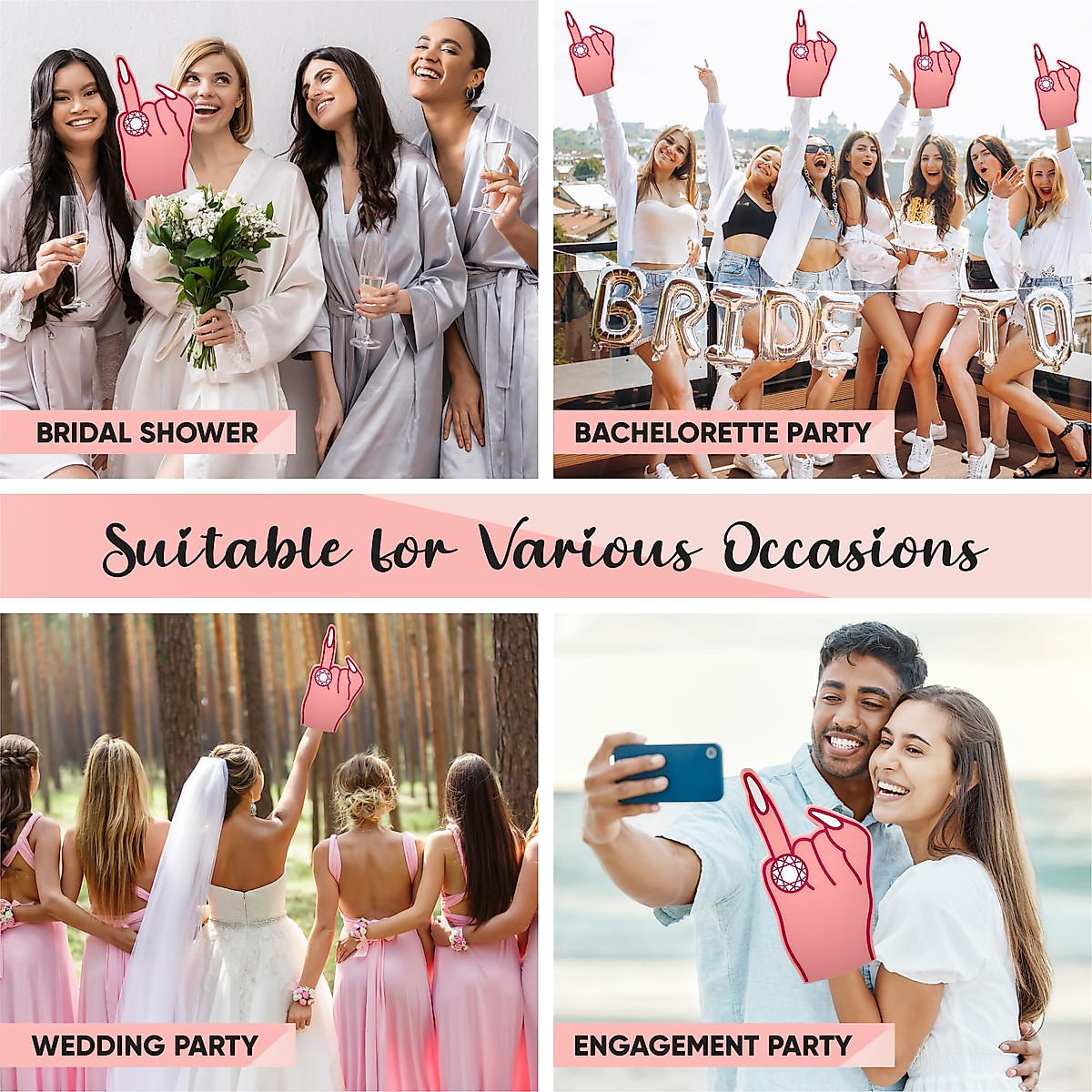 Sneaky Booze XL Engaged Foam Ring Finger Bachelorette Party Bash For Bride To Be Engagement Party Bridal Shower Bridesmaid Tribe Favors Perfect Wedding Accessories Photo Prop 2 Pack