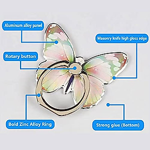 Kinizuxi Cell Phone Ring Holder, Butterfly Phone Ring Grip Stand 360°Rotation Finger Ring Kickstand Compatible with iPhone,All Android Smartphone (Blue)