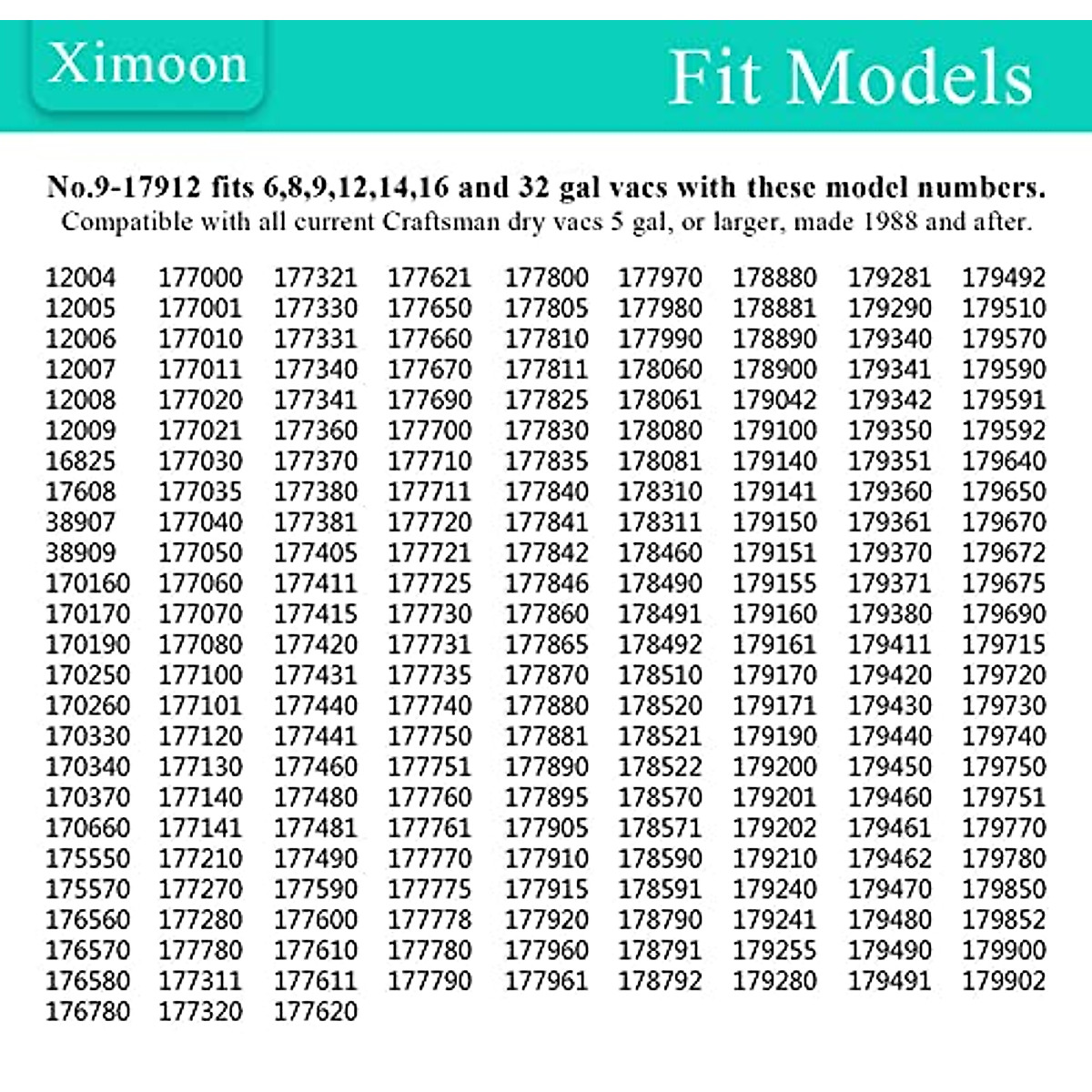 17912 H'epa Filter Replacement Fit for Cr'aftsman 9-17912 Wet/Dry Vacuum Filter with High Efficiency Particle Air