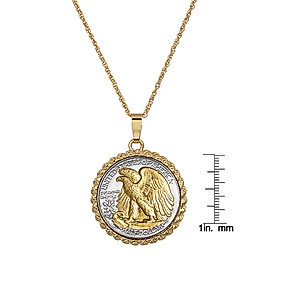 American Coin Treasures Coin Pendant Necklace Walking Liberty Half Dollar– United States Genuine Coin | Eagle Reverse Side| Goldtone 24 Inch Rope Chain | Certificate of Authenticity