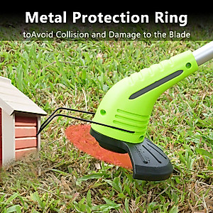 Cordless Lawn Trimmer Weed Wacker - GardenJoy 12V Grass Trimmer Lawn Edger with 2.0Ah Li-Ion Battery Powered and Cutting Blade, Electric Weed Trimmer Tool for Garden and Yard