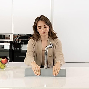 TYOARO Silicone Sink Splash Guard - Water Splash Guard for Kitchen, Island and Bathroom - Secure Non-Slip Suction Cup Base - Dishwasher Safe, Gray (17.4 x 1.7 x 3.6")