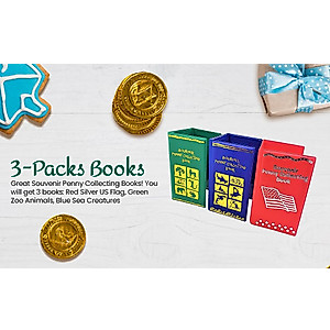 Souvenir Penny Holder Collecting Books (3 Pack) Bi-Fold Coin Display for Rare and Elongated Pennies! (3 Pack)