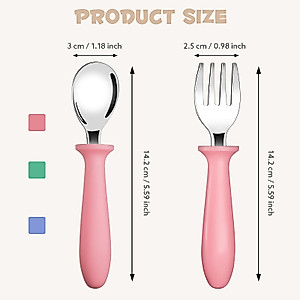 Pimoys 6 Pieces Toddler Utensils,Toddler Forks and Spoons,Kids Silverware Set with Plastic Handle Stainless Steel Toddler Silverware,Dishwasher Safe