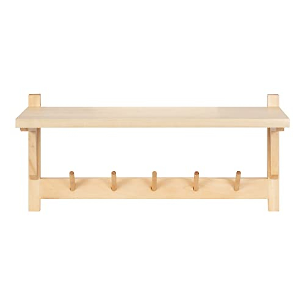 Kate and Laurel Meridien Shelf with Hooks, 24x8x12, Natural