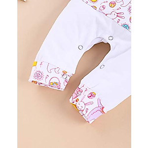 WALSONER Newborn My First Easter Outfit Baby Girl Hoodie Romper Bodysuit Jumpsuit Clothes Newborn White