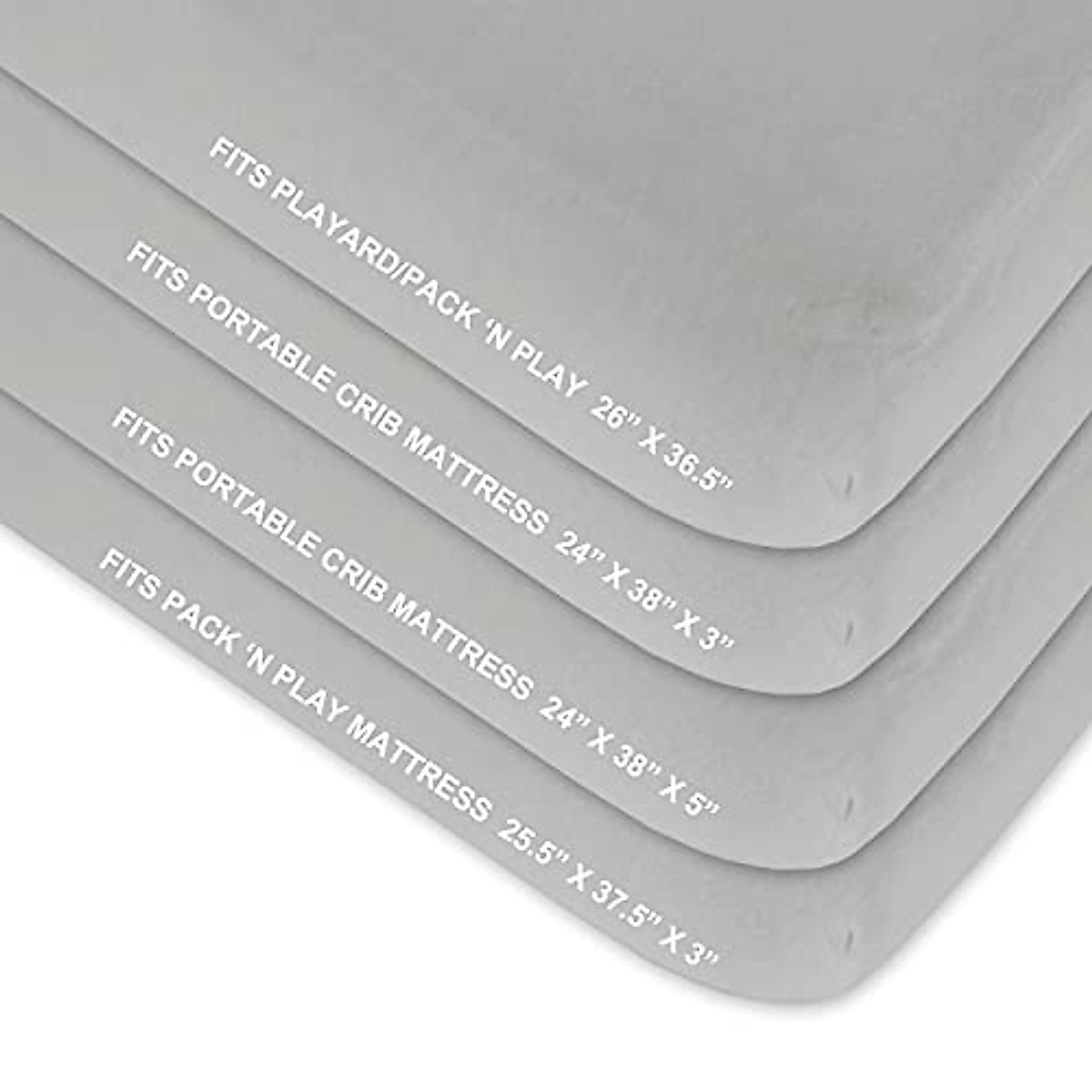 Cotton Pack N Play Sheets, 2 Pack Portable Playard/Mini Crib Mattress Sheets, Ultra Soft, White & Grey, Pre-Shrink