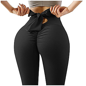 Slimming Leggings, Tj Maxx Leggings for Women Butt Lift Leggings with Pockets Women's Bow Tight Yoga Pants Printed High Waist Abdominal Buttock Elastic Sports Leggings Lifting (XXL, Black-1)
