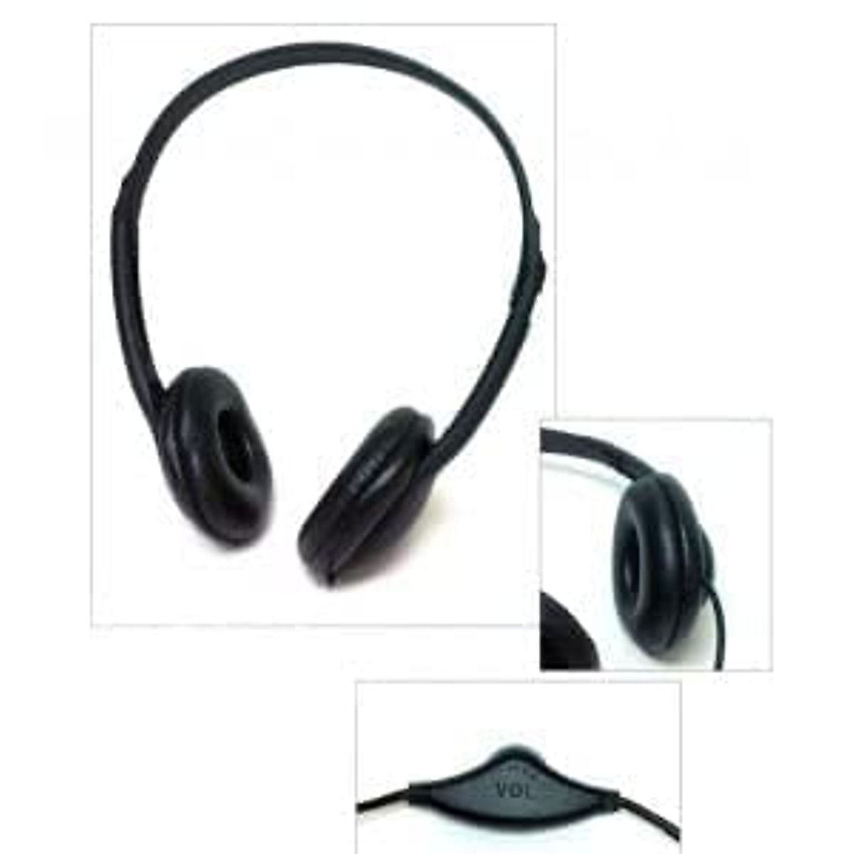 Soundnetic SNCCV Classroom Stereo Headphones with Leatherette Earpads and Volume Control, Black, Count of 10, Pack of 1