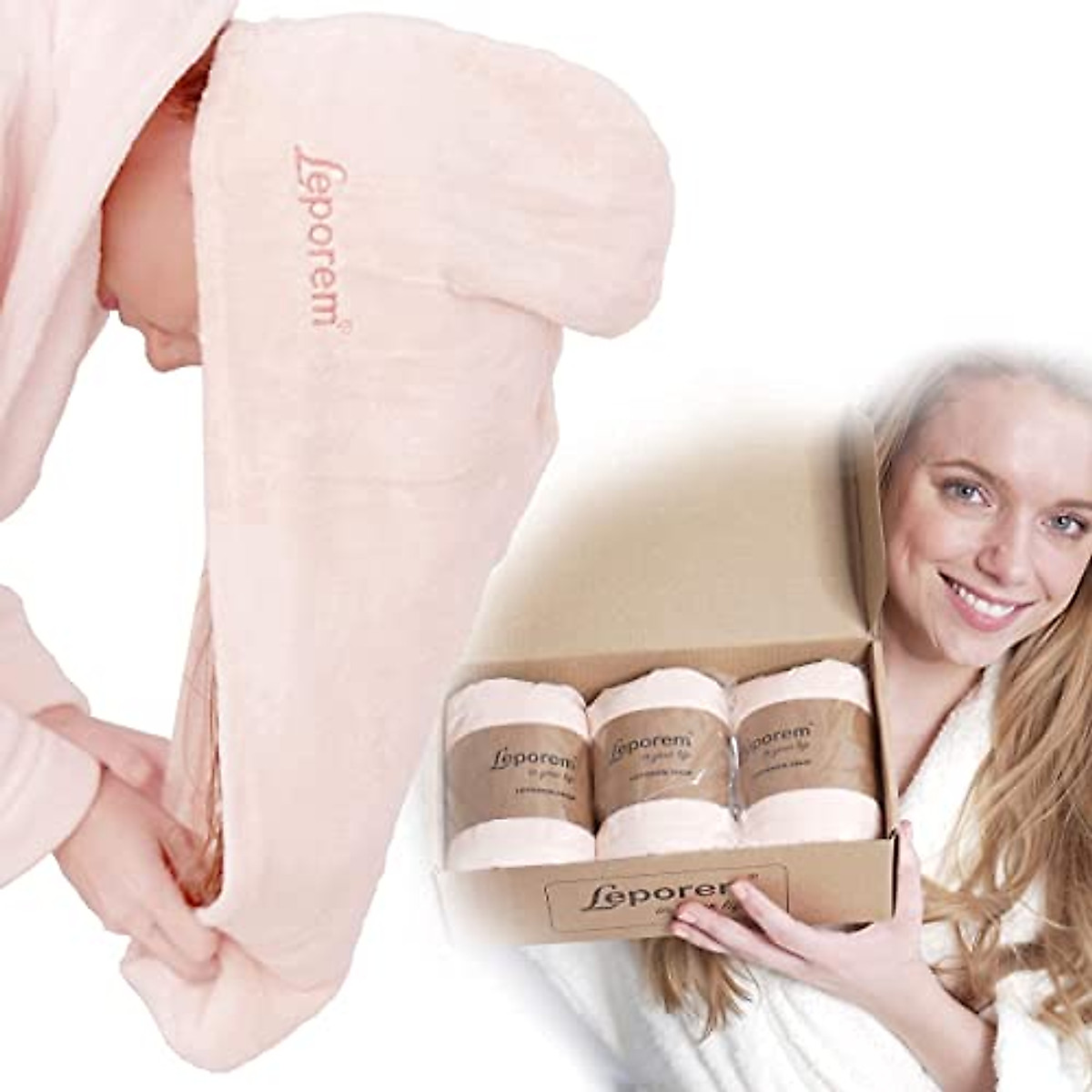 Scalp Massager - Shampoo Brush with Extra Long Soft Silicone Bristles for Dry & Wet Hair, Dandruff Reducing Head Scrubber with 3 Pack of Quick Dry Hair Towel Wrap