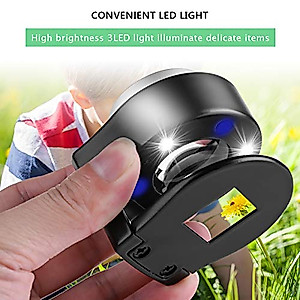 30X Coin Magnifier, USB Rechargeable 6 Lights Portable Metal Eye Loupe Sewing Magnifying Glass for Textile Optical Jewelry Tool Coins Currency Stamps (Black)