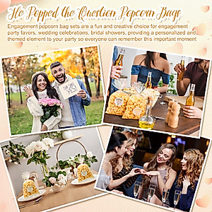 AIOMOB 50 Pack He Popped the Question Popcorn Bags Engagement Party Favors Decorations She Said Yes Sticker Clear Popcorn Favor Bags for Engagement Party Bridal Shower Wedding Supplies