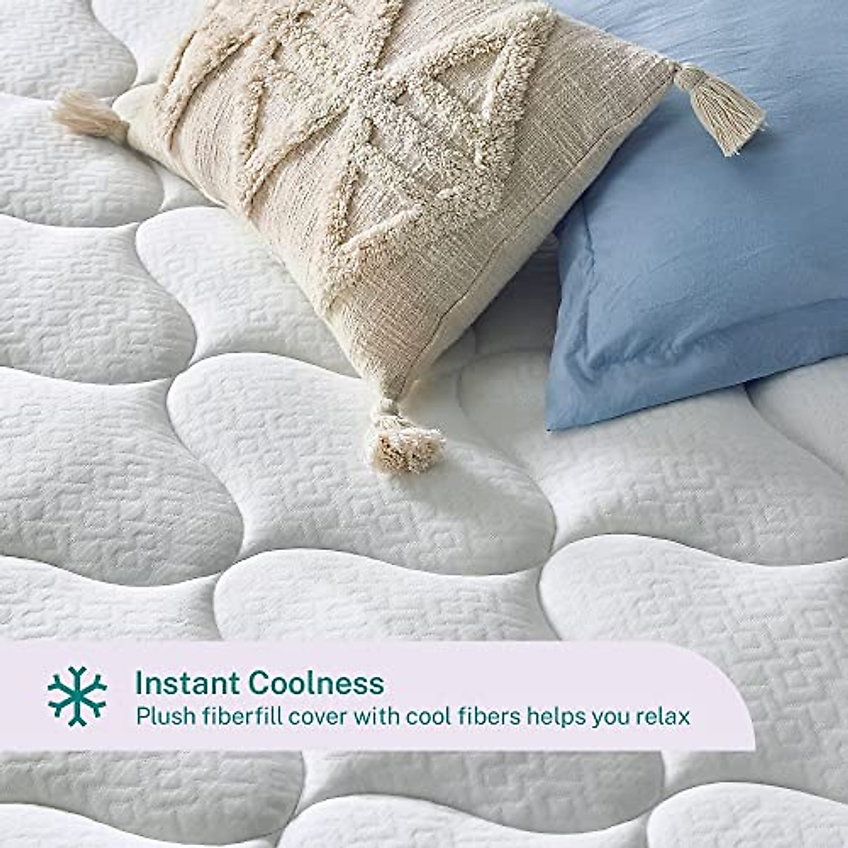 Sleep Innovations Cooling Comfort Gel Memory Foam Dual Layer Mattress Topper, 4 Inch, Twin Size, Pillow Top Cover