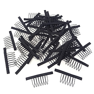 HONBAY 50PCS 7-teeth Wig Clips Wig Combs, Hair Extensions for Wig Caps DIY Wig Accessories Tools, Steel Teeth with Cloth