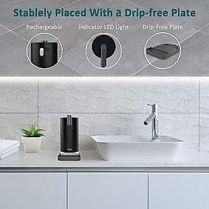 Touchless Automatic Foaming Soap Dispenser: YISH Bathroom Countertop Soap Dispenser Black Electric Hand-Free Soap Foam Soap Dispenser for Kitchen, 2.93×2.93×6.35 inches, Y180