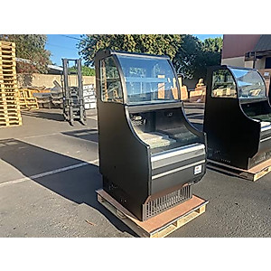 Commercial Refrigerator Open Air Dual Service Curved Top Glass Display Merchandiser 27" Black Coffee Shop NSF Showcase Cooler STP-2834