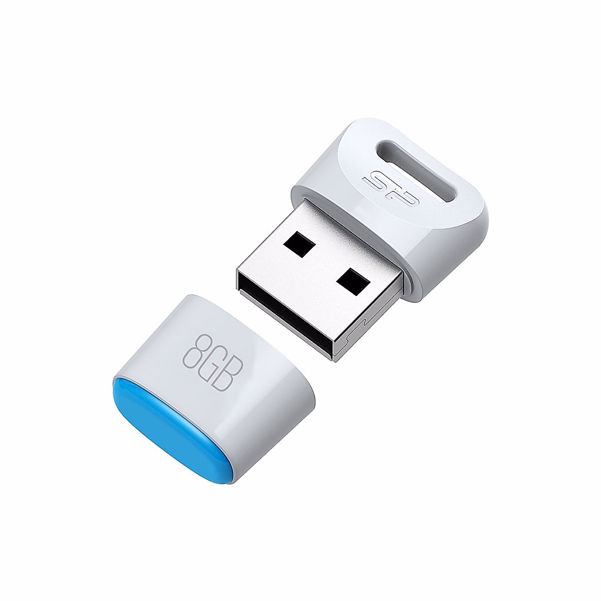 Silicon Power 8GB USB 2.0 T06 Touch Flash Drive, White (SP008GBUF2T06V1W)