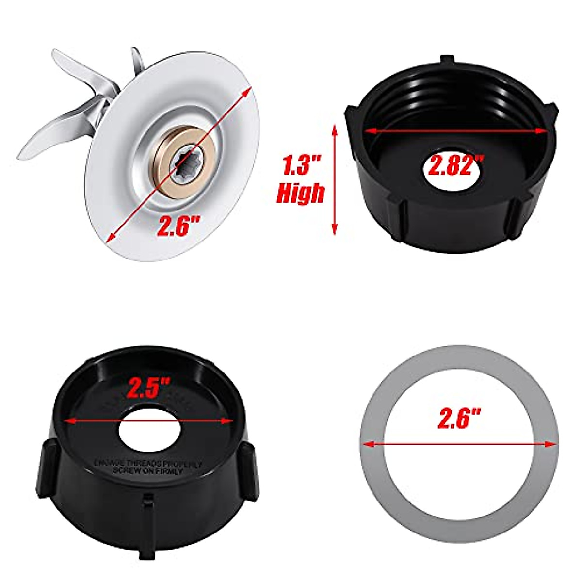 Replacement Parts Compatible with Oster Osterizer Blender Blade with Rubber Seal Gasket & 4902 Jar Bottom - 6 Point Fusion Blade 4980