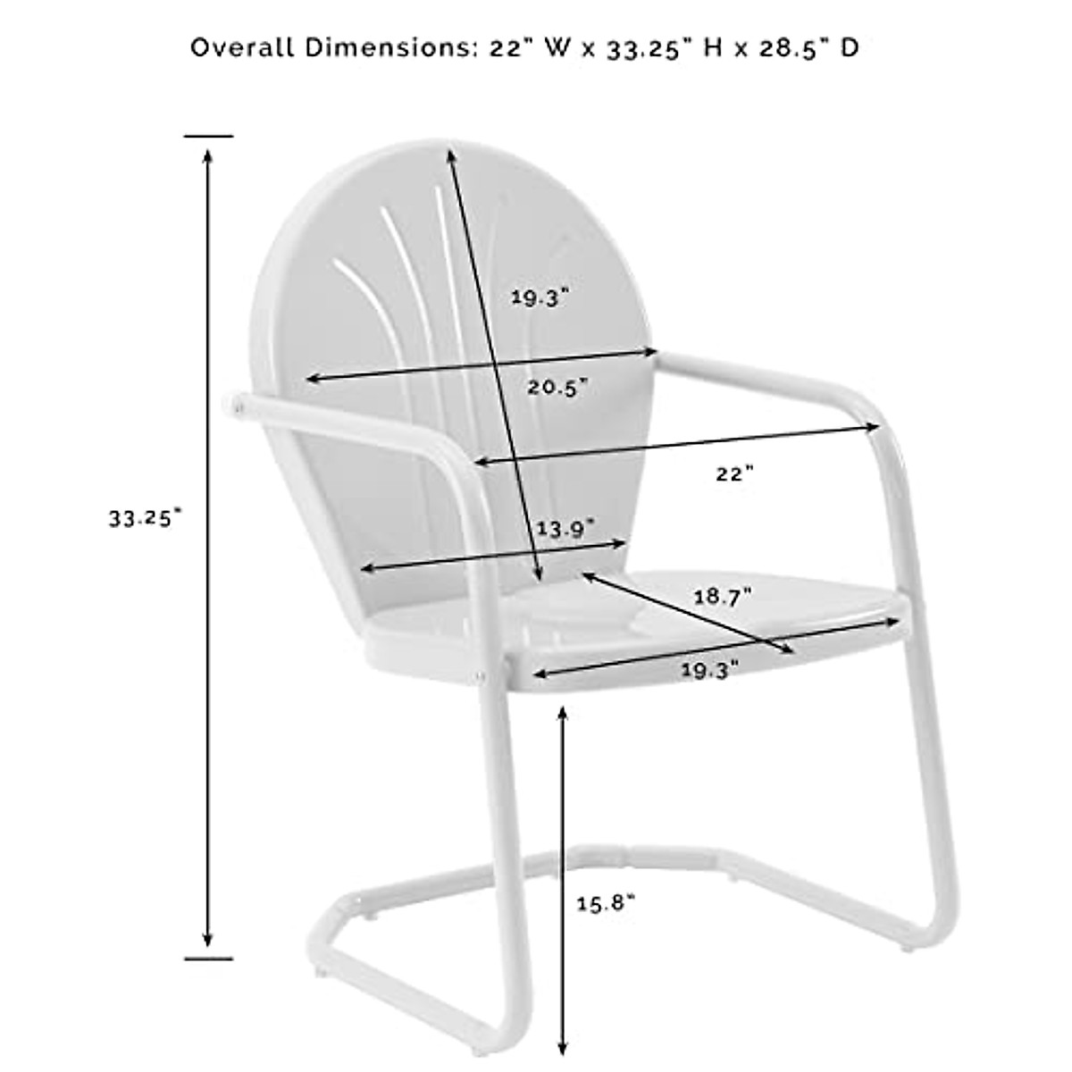 Crosley Furniture CO1001A-AQ Griffith Retro Metal Outdoor Chair, Aqua